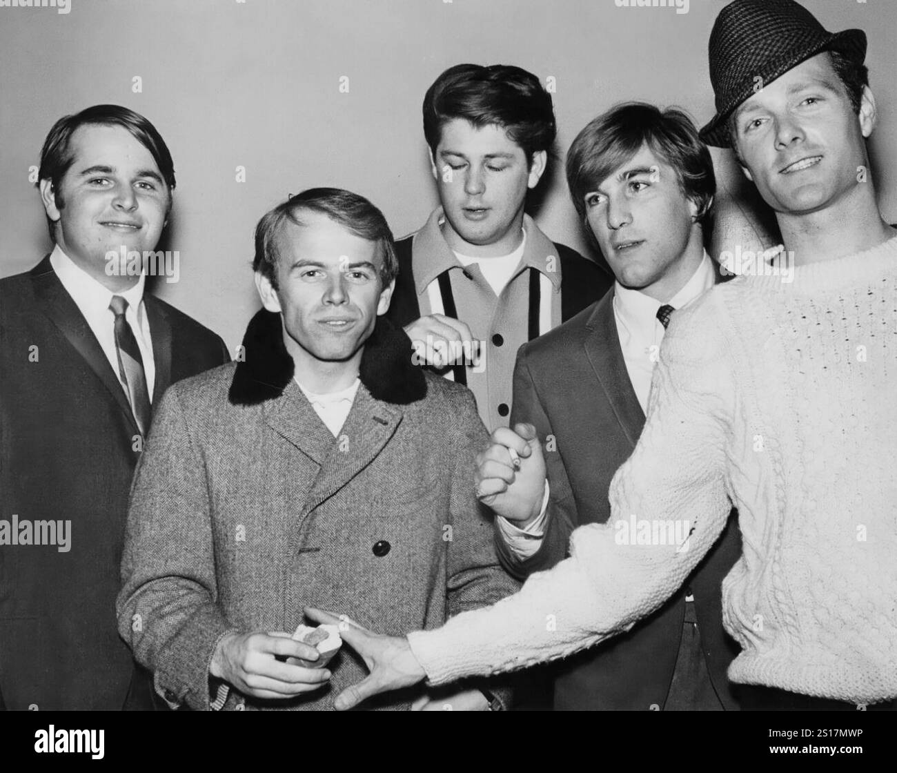 The Beach Boys posing backstage at the Philadelphia Convention Hall in ...