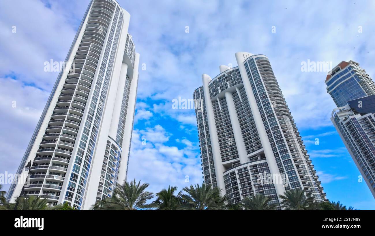 Iconic high-rise buildings and luxury apartments in Miami Beach Florida ...