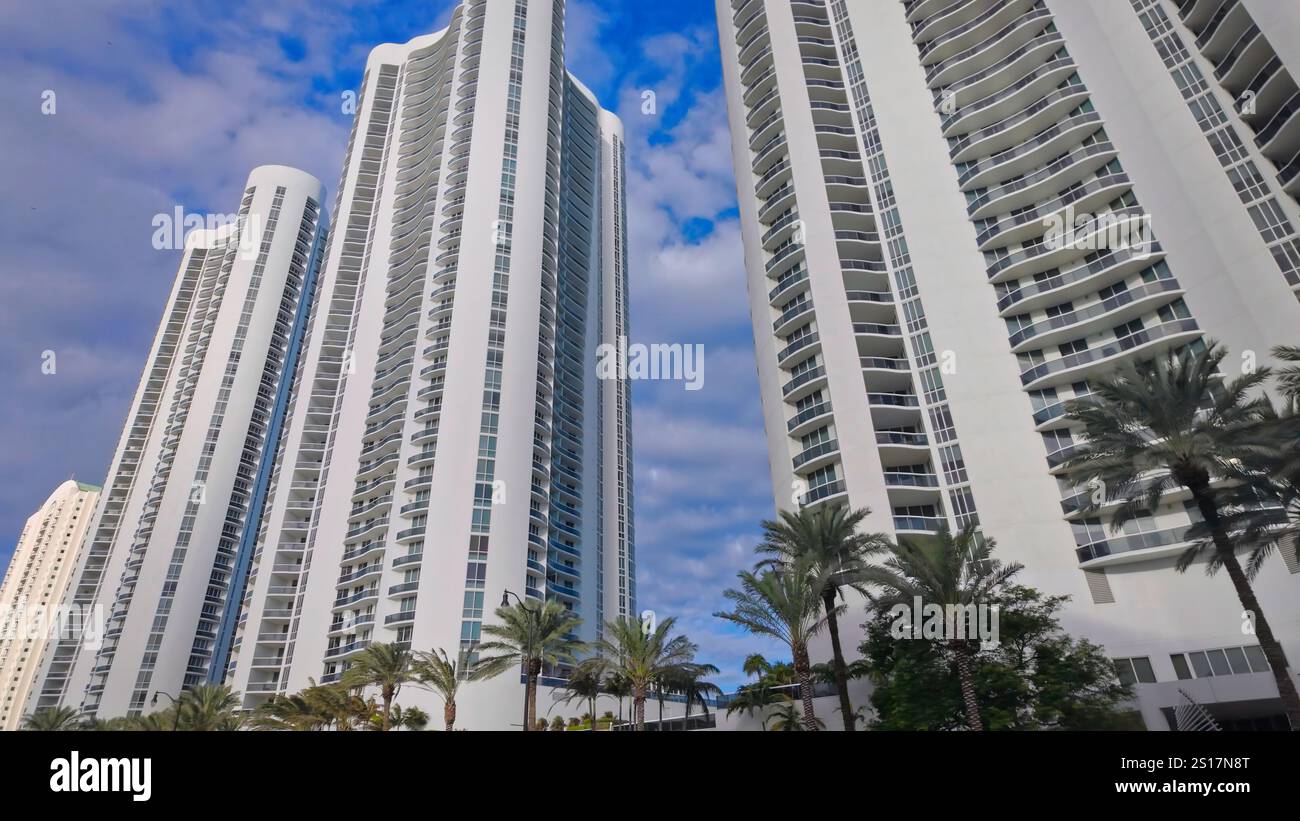 Iconic high-rise buildings and luxury apartments in Miami Beach Florida ...