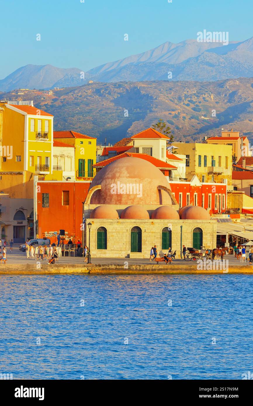 View of the old Venetian Harbour, Chania, Crete, Greek Islands, Greece ...