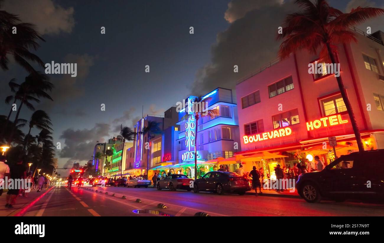 Ocean Drive South Beach in Miami Beach Florida by night - MIAMI, UNITED ...