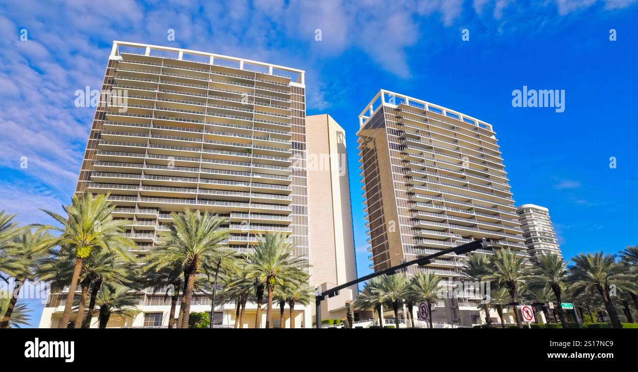 Iconic high-rise buildings and luxury apartments in Miami Beach Florida ...
