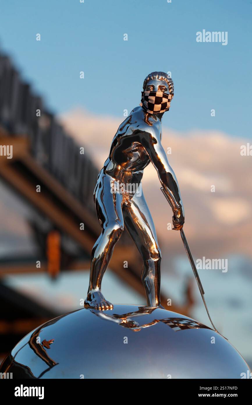 The Borg Warner Trophy sits in front of the Indianapolis Motor Speedway ...