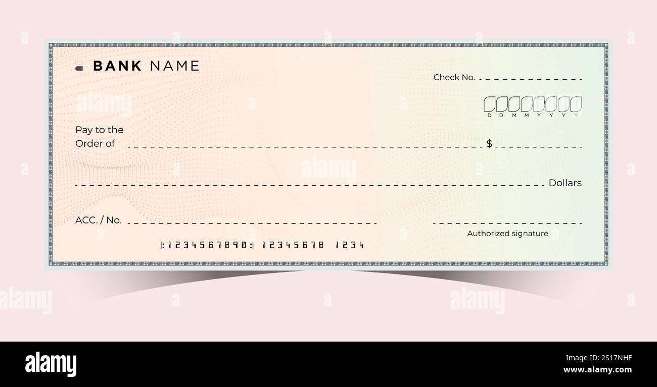Blank Bank Chequebook. Money Payment Check Background Template. Secure ...