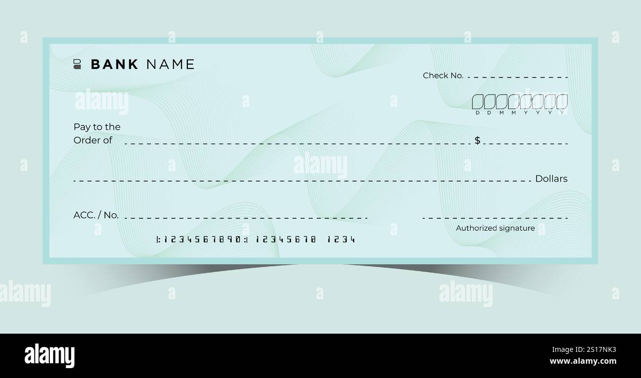 Blank Bank Chequebook. Money Payment Check Background Template. Secure Business Financial ...