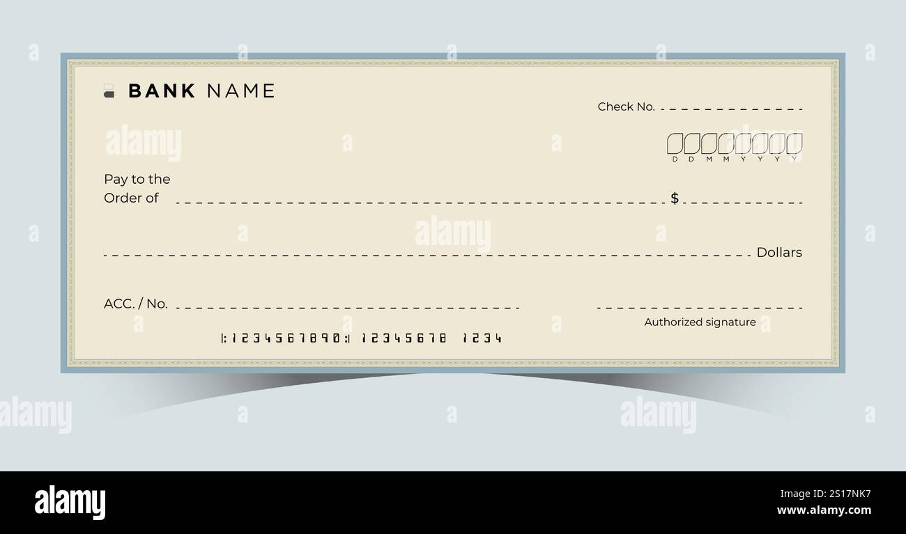 Blank Bank Chequebook. Money Payment Check Background Template. Secure ...