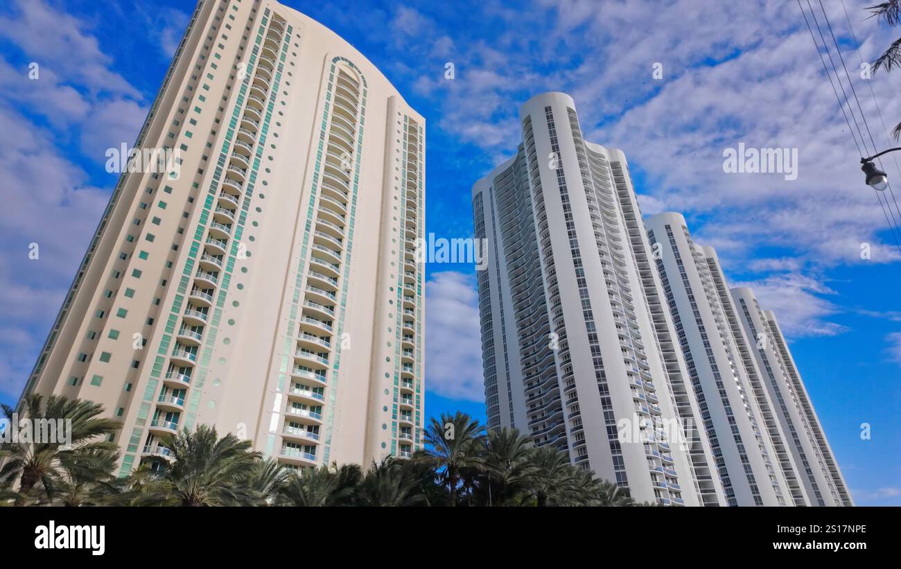 Iconic high-rise buildings and luxury apartments in Miami Beach Florida ...