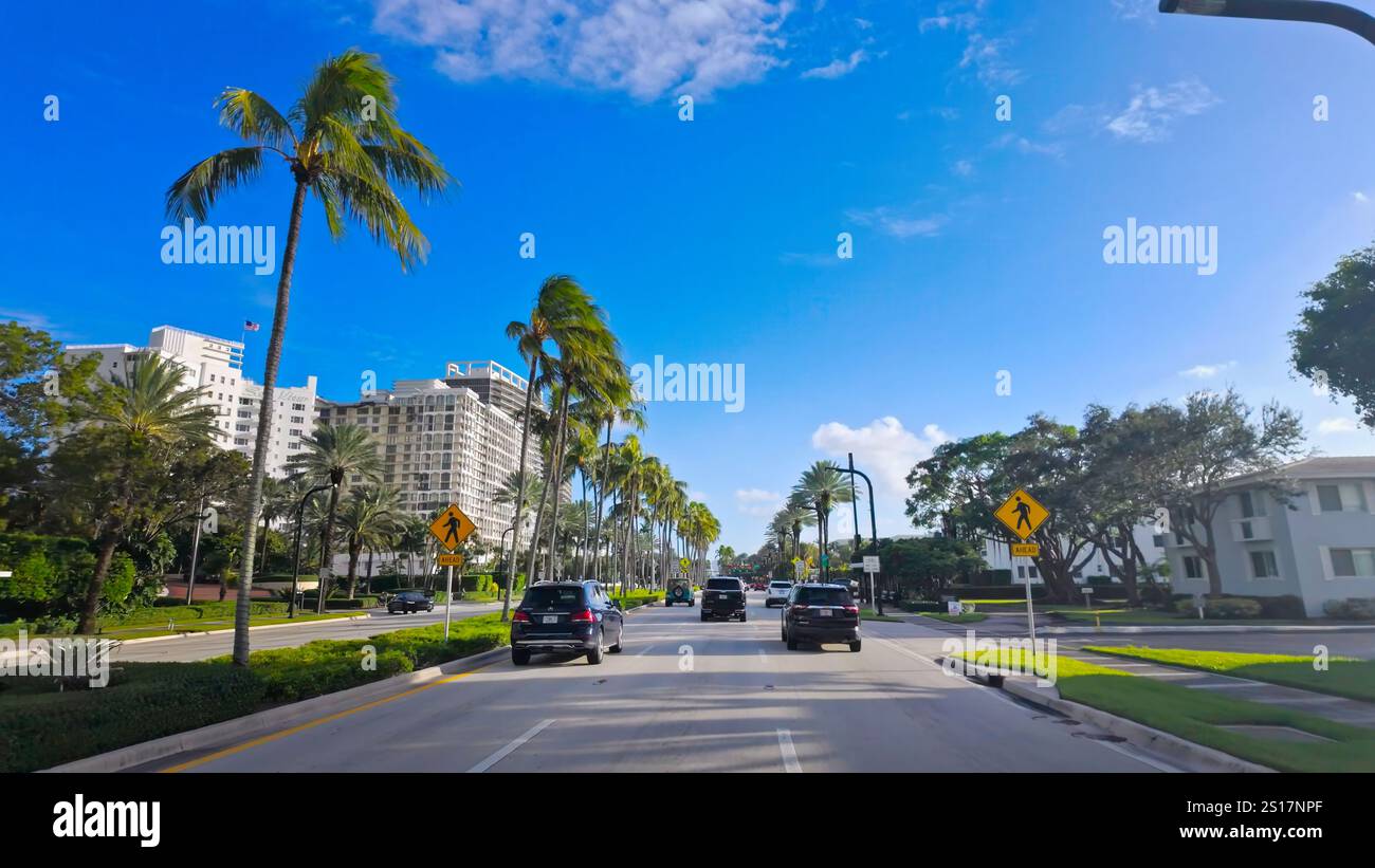 POV Drive through Miami Beach Florida - MIAMI, UNITED STATES - NOVEMBER ...