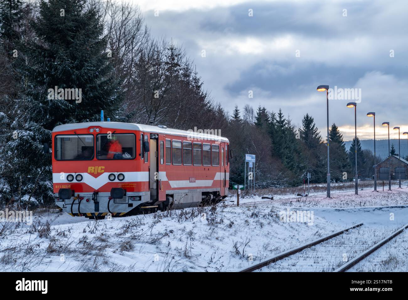 Old unit orange engine with cold winter morning colors in Moldava CZ 12 ...
