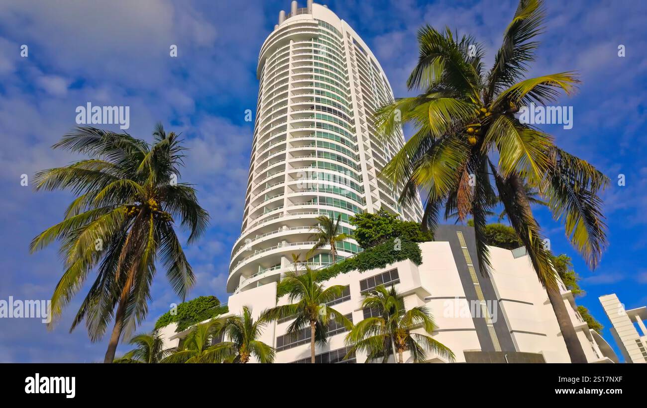 Iconic high-rise buildings and luxury apartments in Miami Beach Florida ...