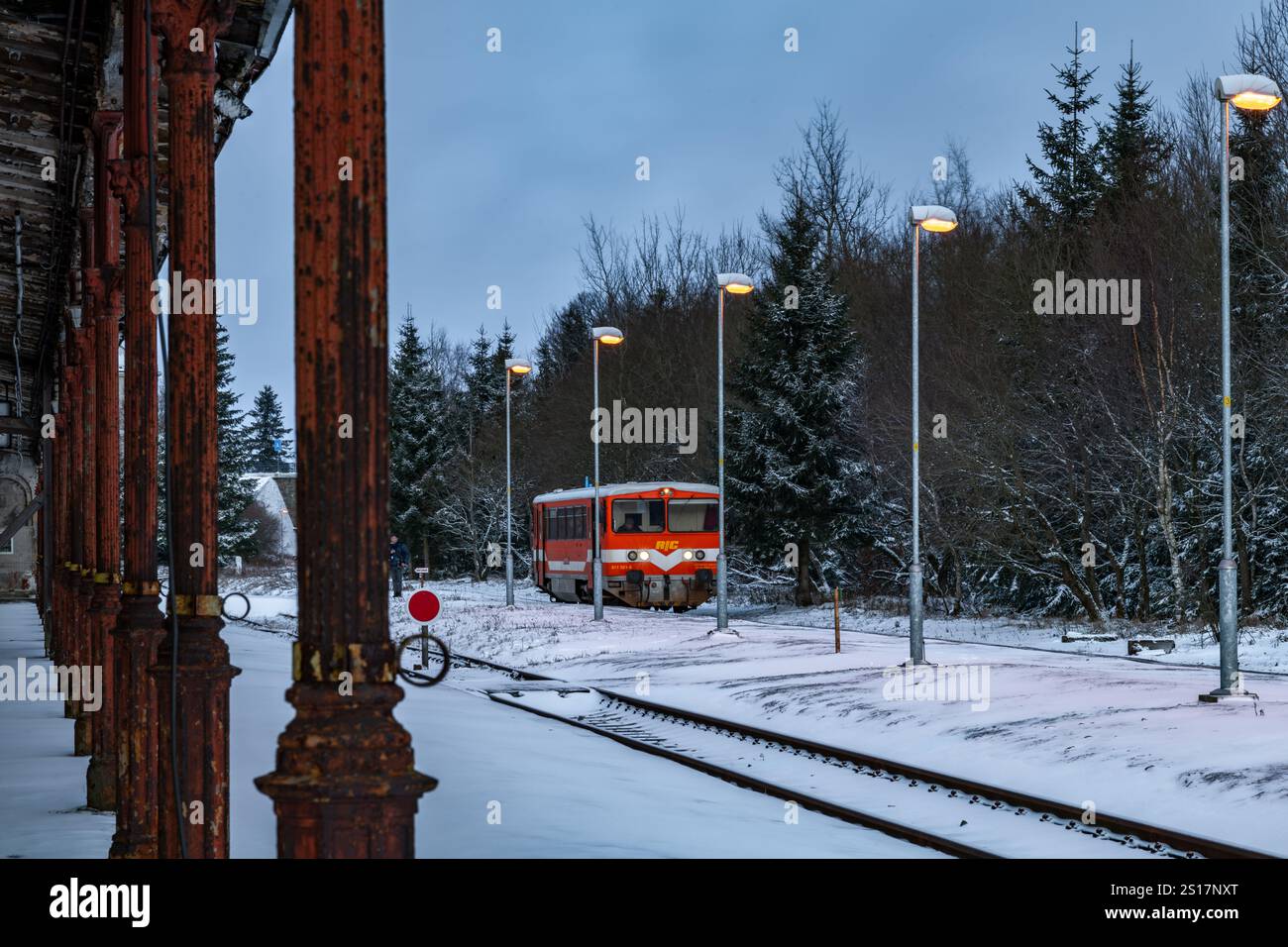 Old unit orange engine with cold winter morning colors in Moldava CZ 12 ...
