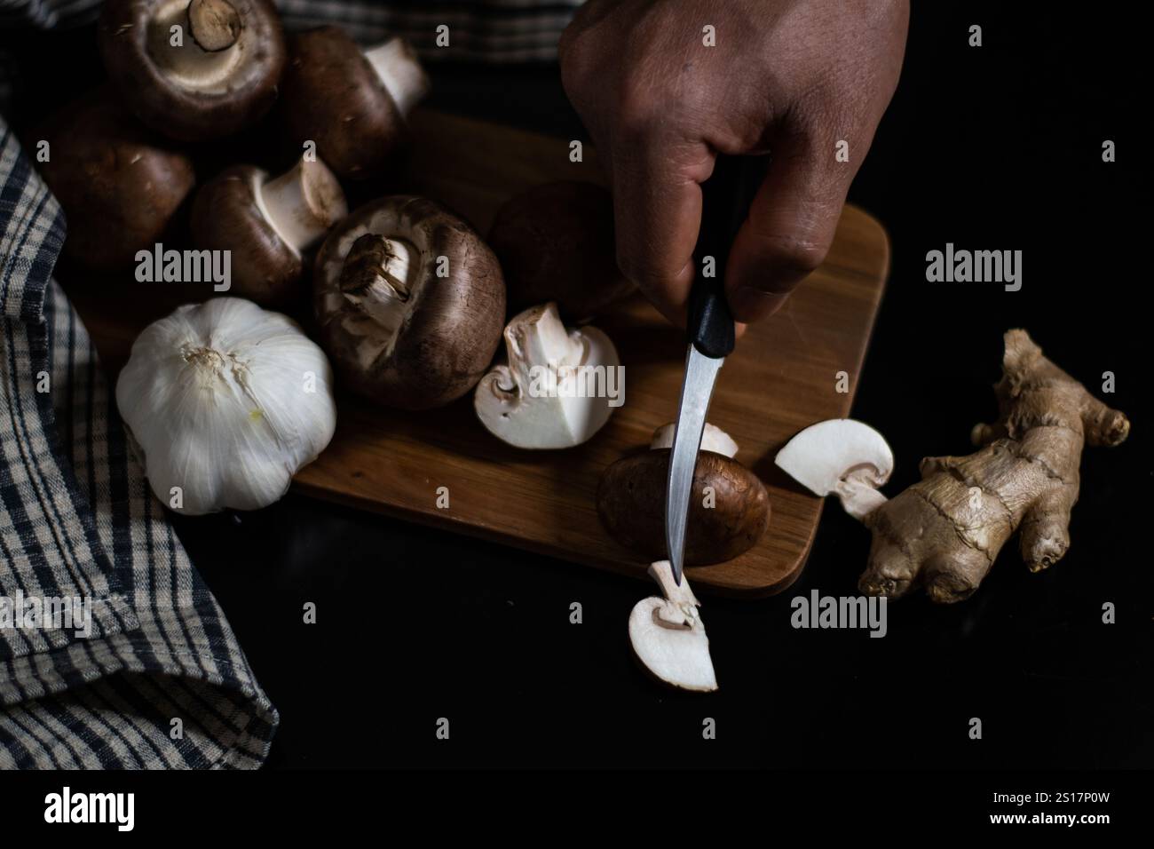 Homemade stack of organic delicious mushrooms isolated from background ...