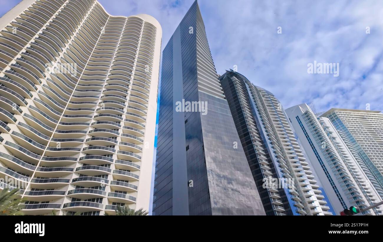 Iconic high-rise buildings and luxury apartments in Miami Beach Florida ...