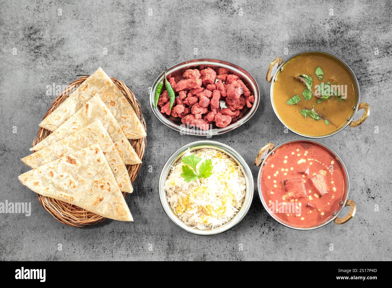 Indian food Thali combinations Indian-style meal with chicken, meat ...