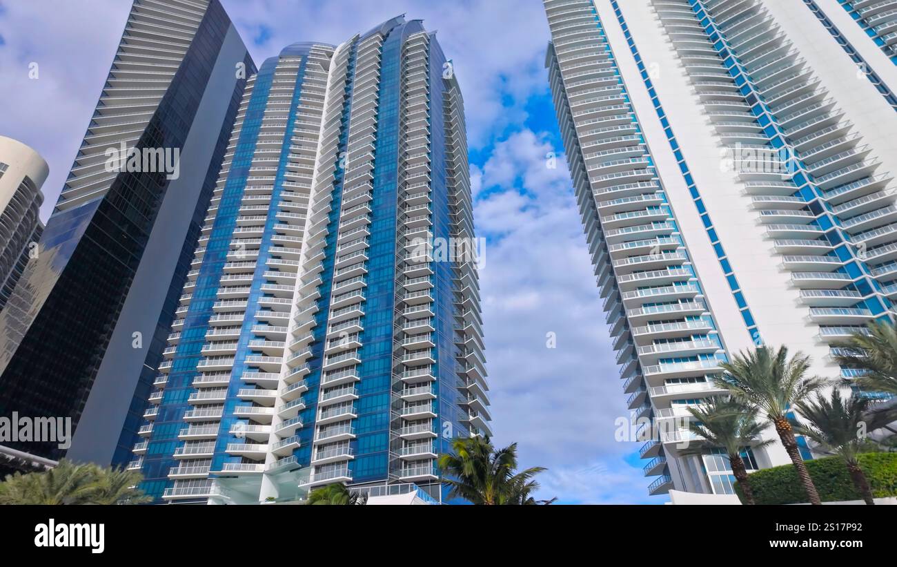 Iconic high-rise buildings and luxury apartments in Miami Beach Florida ...