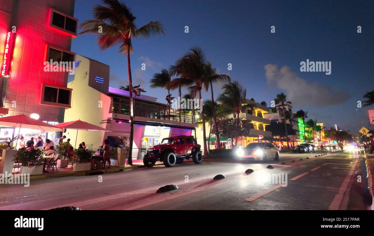 Ocean Drive South Beach in Miami Beach Florida by night - MIAMI, UNITED ...