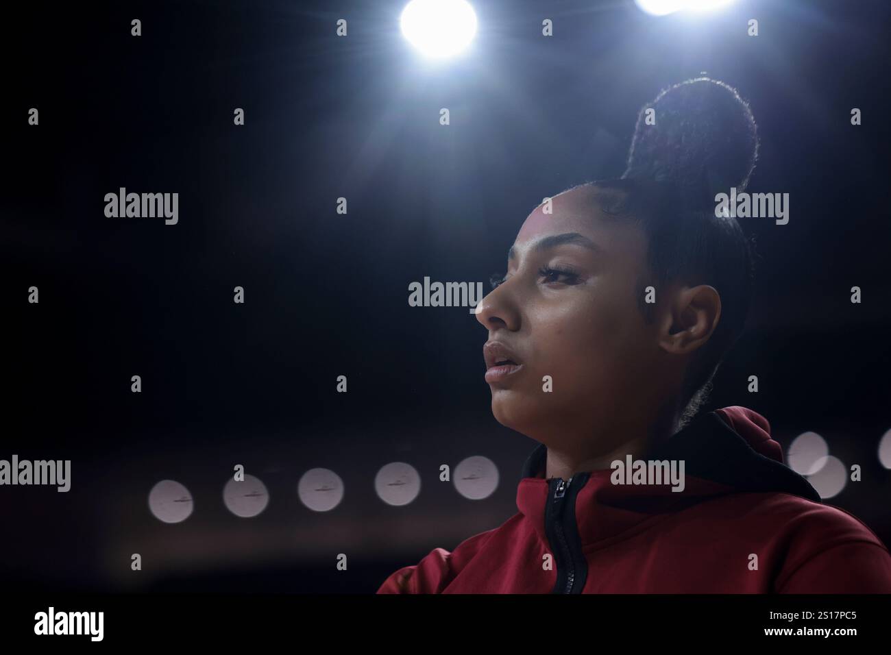 Southern California guard JuJu Watkins looks on before an NCAA college ...