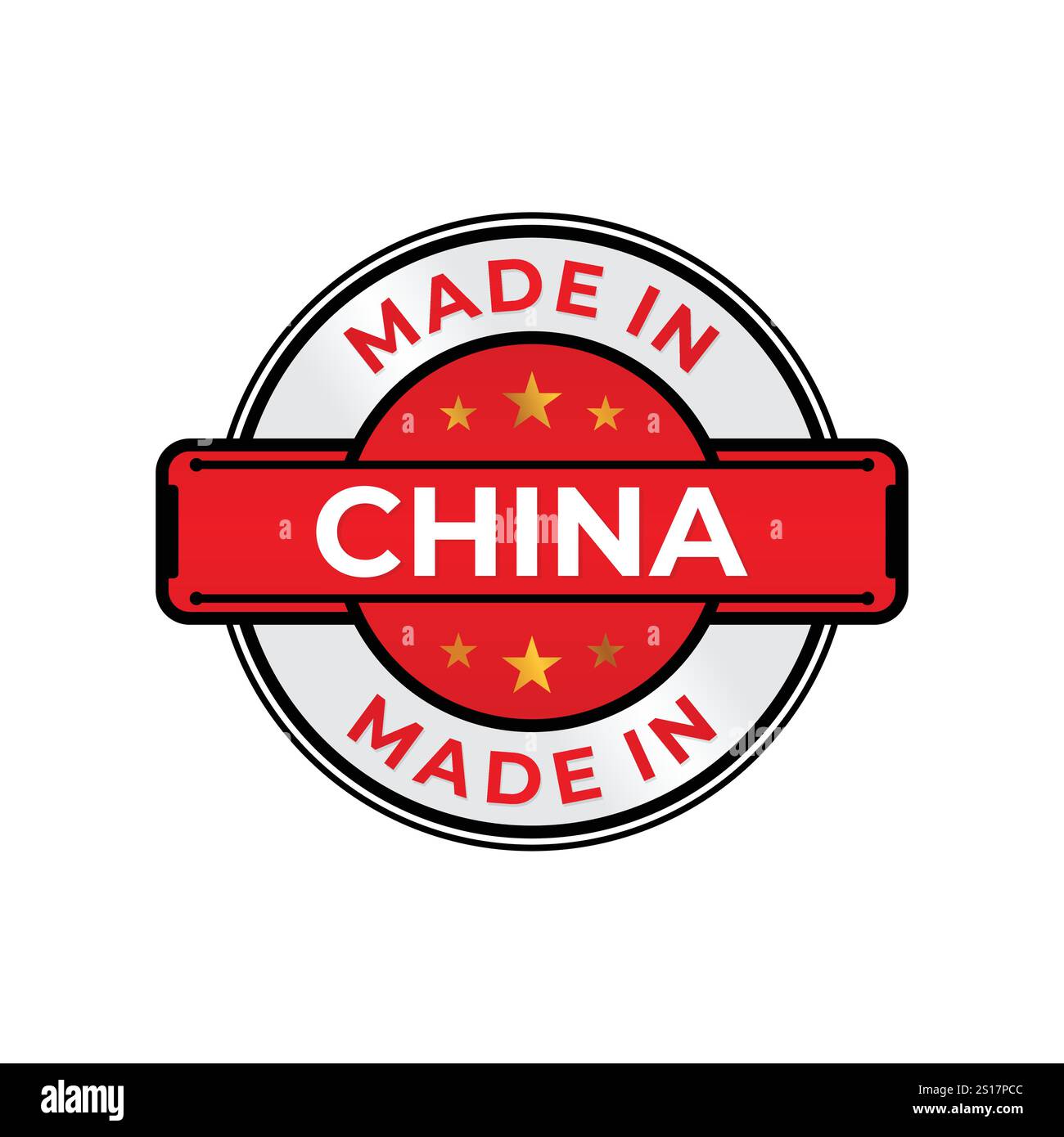 Made in China label icon emblem isolated on white background. Vector ...