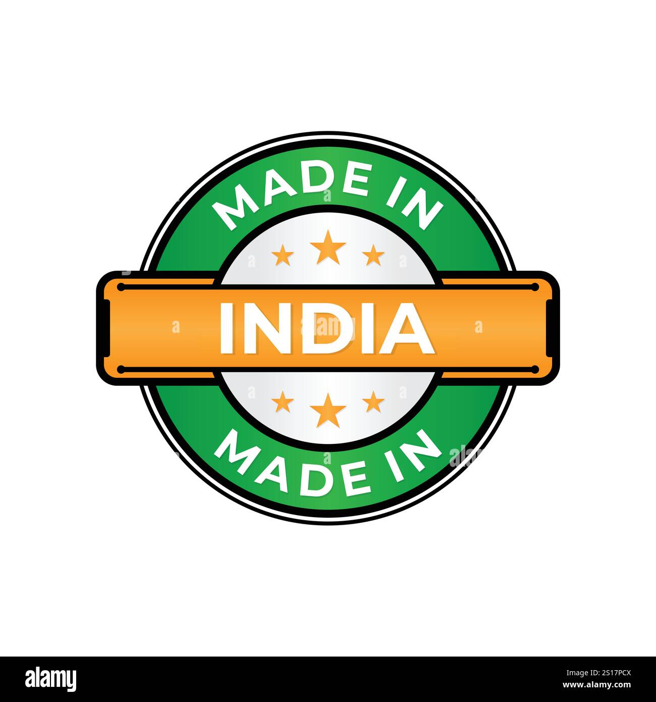 Made in India label icon emblem isolated on white background. Vector ...