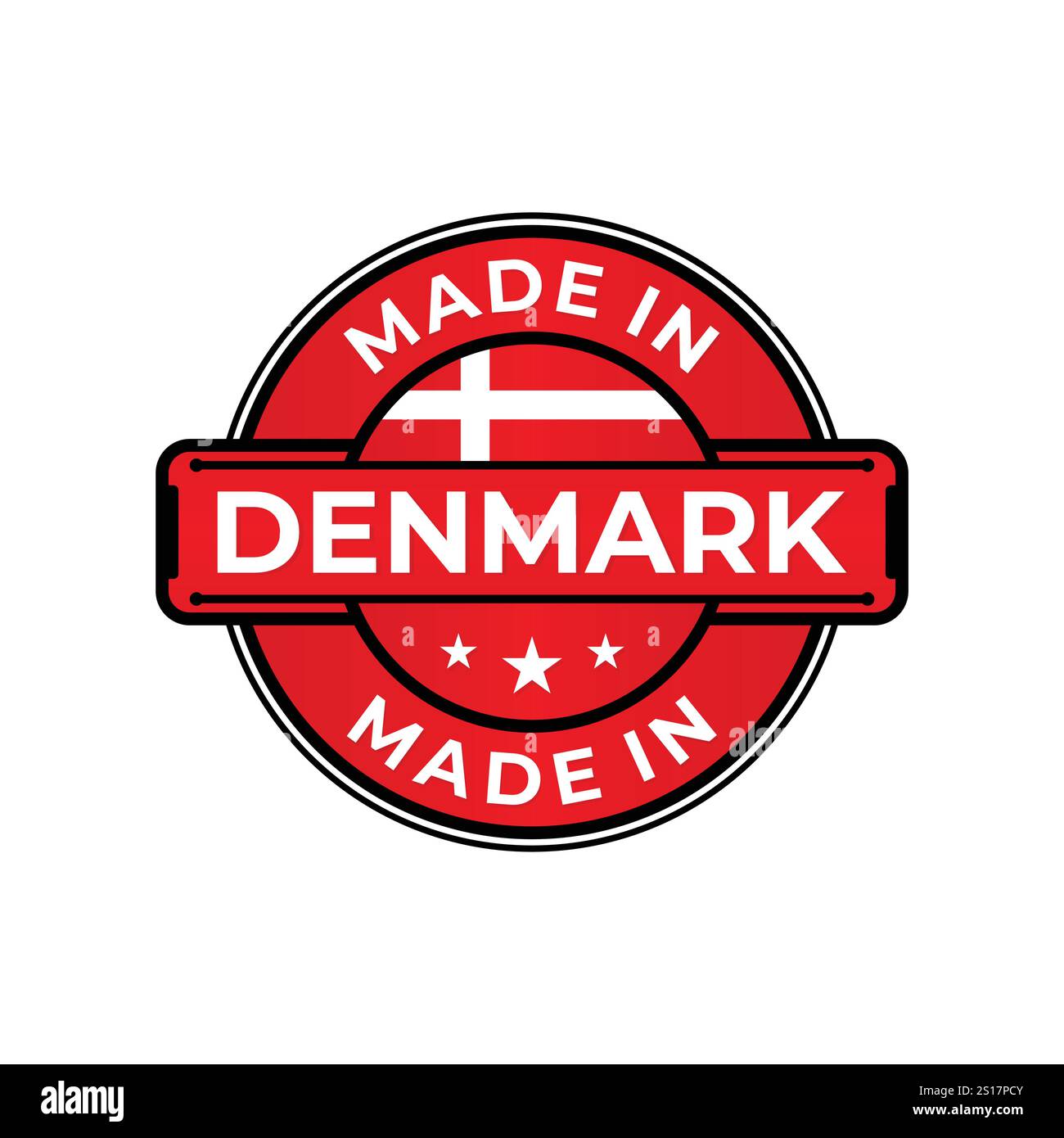 Made in Denmark label icon emblem isolated on white background. Vector ...