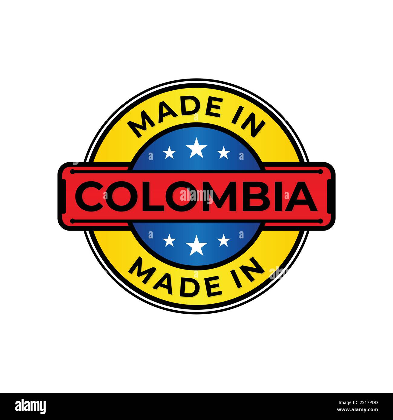 Made in Colombia label icon emblem isolated on white background. Vector ...