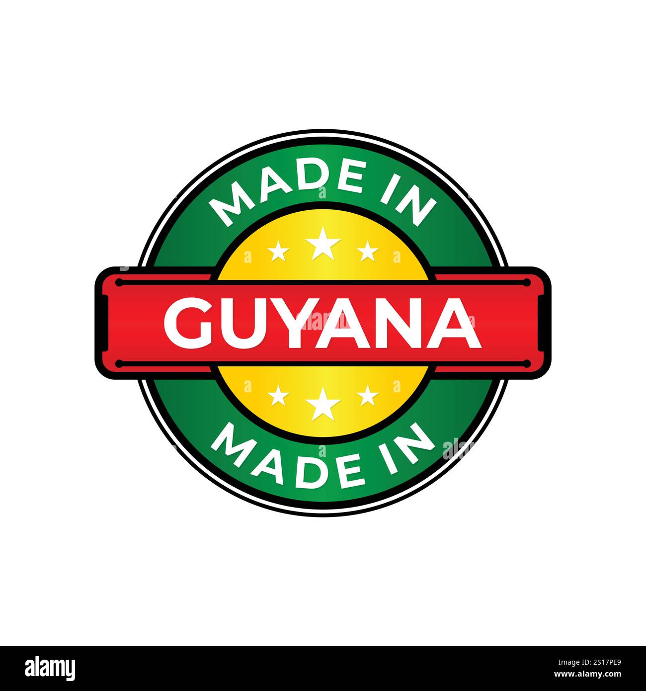 Made in Guyana label icon emblem isolated on white background. Vector ...