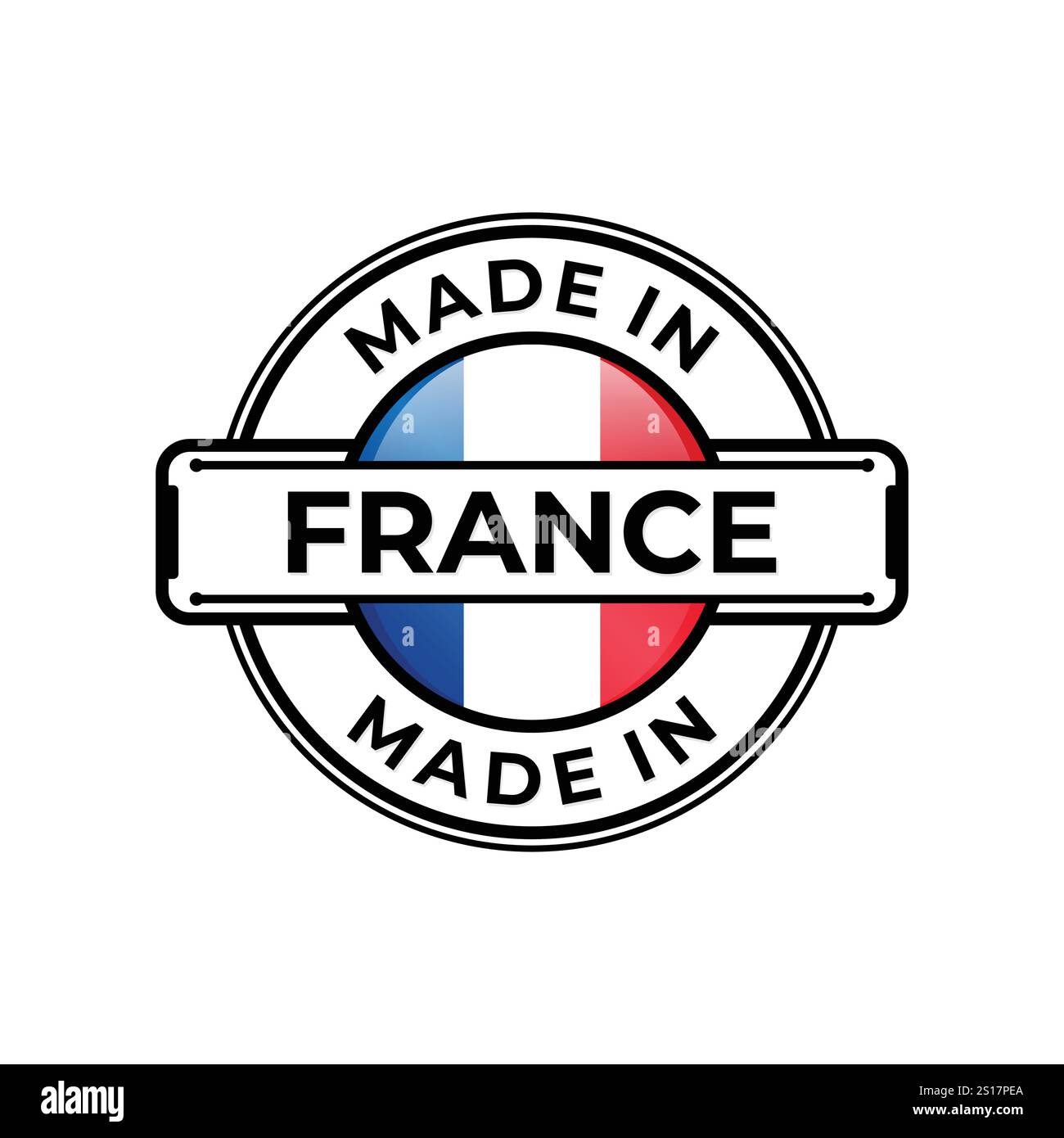 Made in France label icon emblem isolated on white background. Vector ...