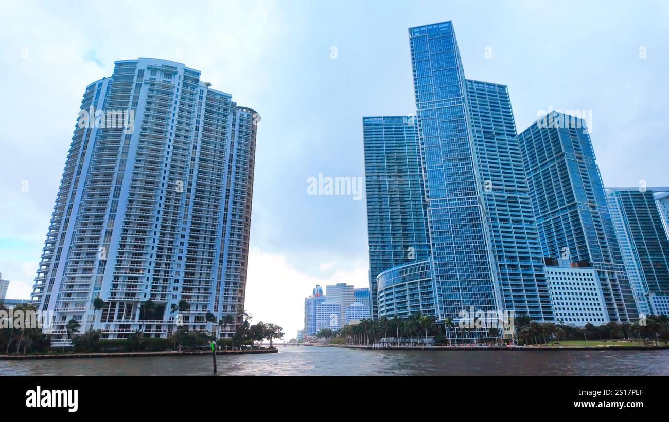 High Rise buildings at Miami River in downtown - MIAMI, UNITED STATES ...