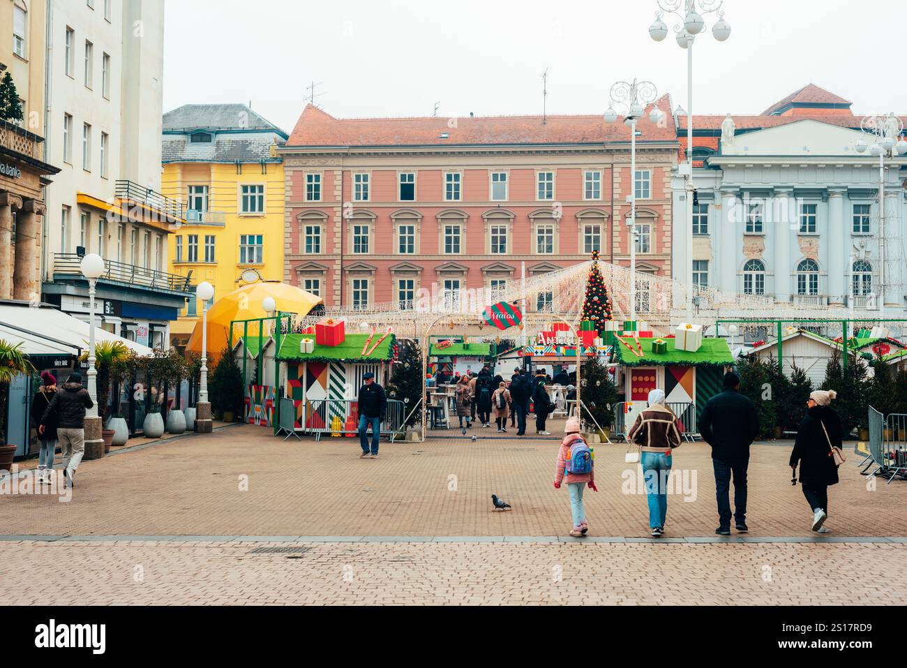 Zagreb Croatia - 1 January 2025: Vibrant Christmas market square with ...