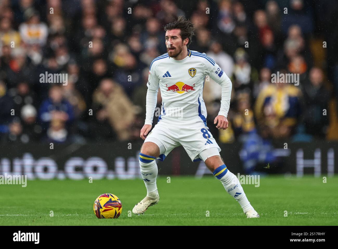 Leeds, UK. 01st Jan, 2025. Joe Rothwell of Leeds United with the ball ...