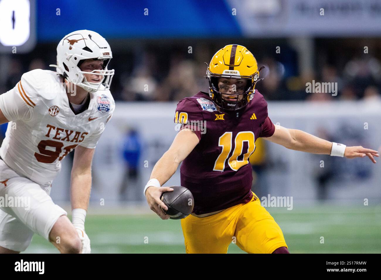 Atlanta, GA, USA. 1st Jan, 2025. Arizona State quarterback Sam Leavitt ...