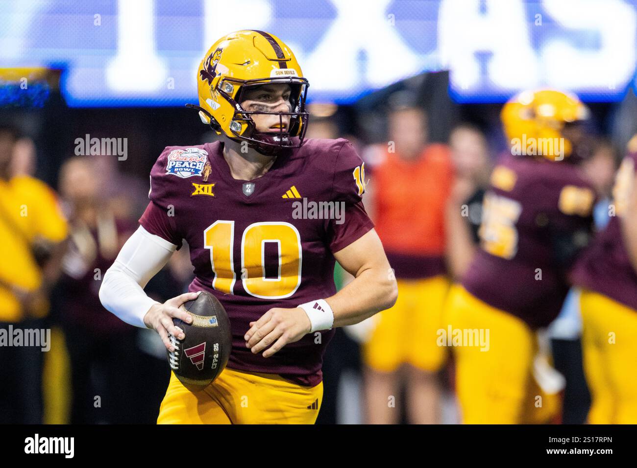 Atlanta, GA, USA. 1st Jan, 2025. Arizona State quarterback Sam Leavitt ...