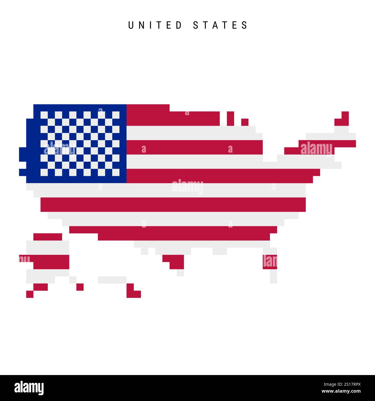 United States pixel flag map icon. Flat vector illustration isolated on ...