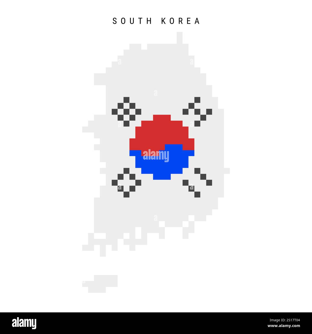 South Korea pixel flag map icon. Flat vector illustration isolated on ...