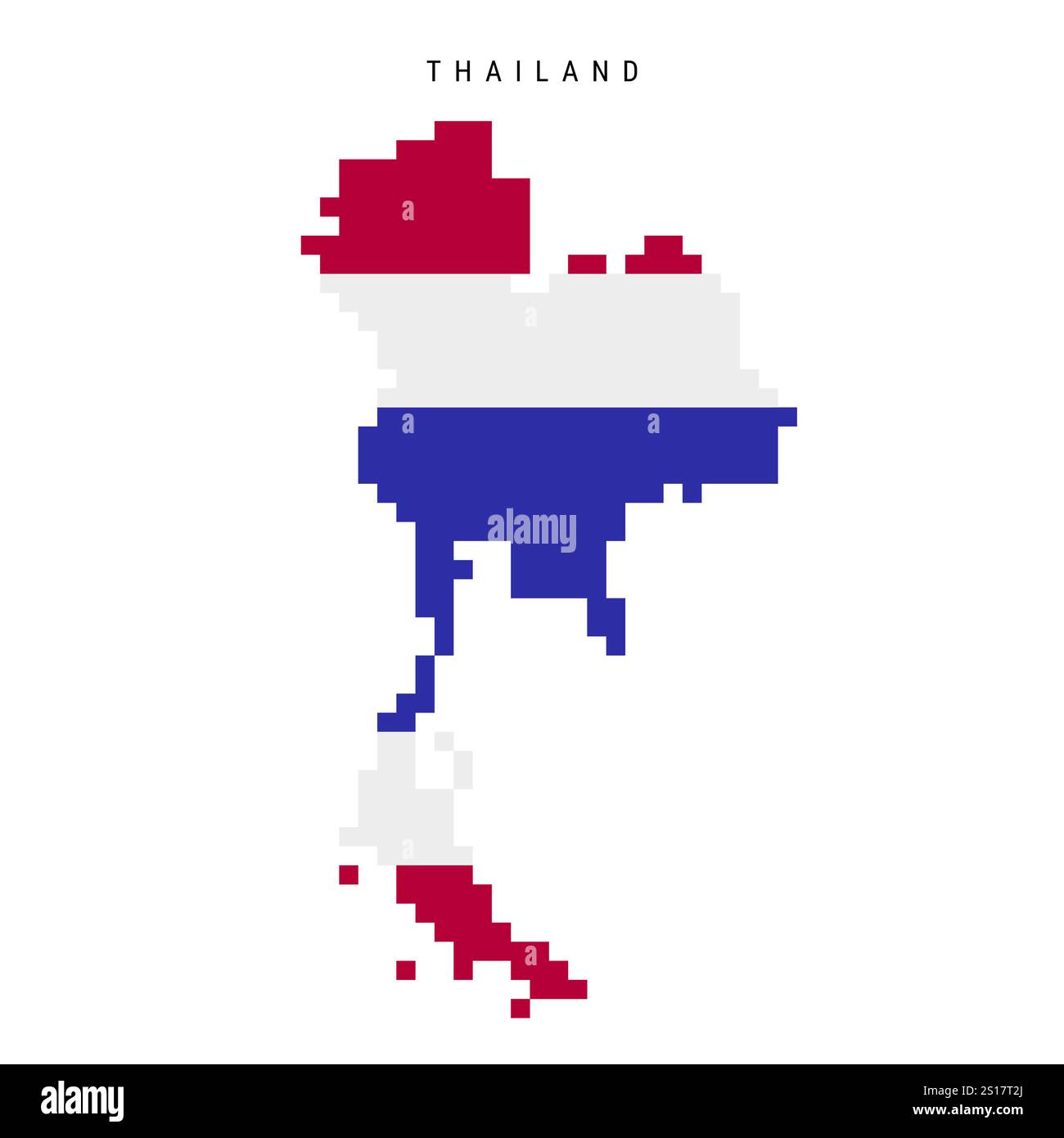 Thailand pixel flag map icon. Flat vector illustration isolated on ...