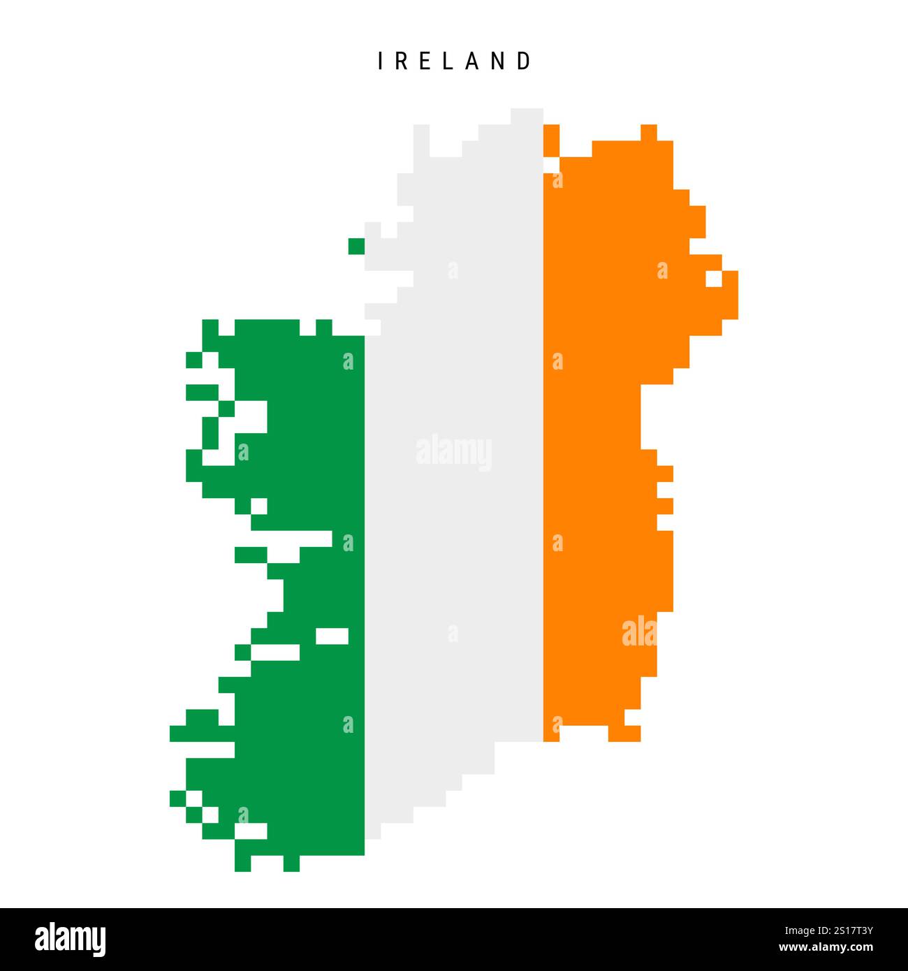 Ireland pixel flag map icon. Flat vector illustration isolated on white ...