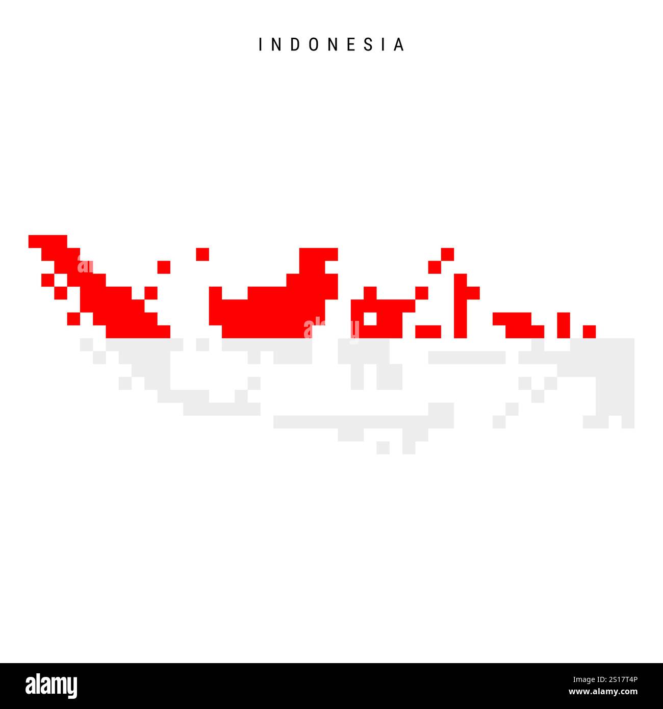 Indonesia pixel flag map icon. Flat vector illustration isolated on white Stock Vector Image ...