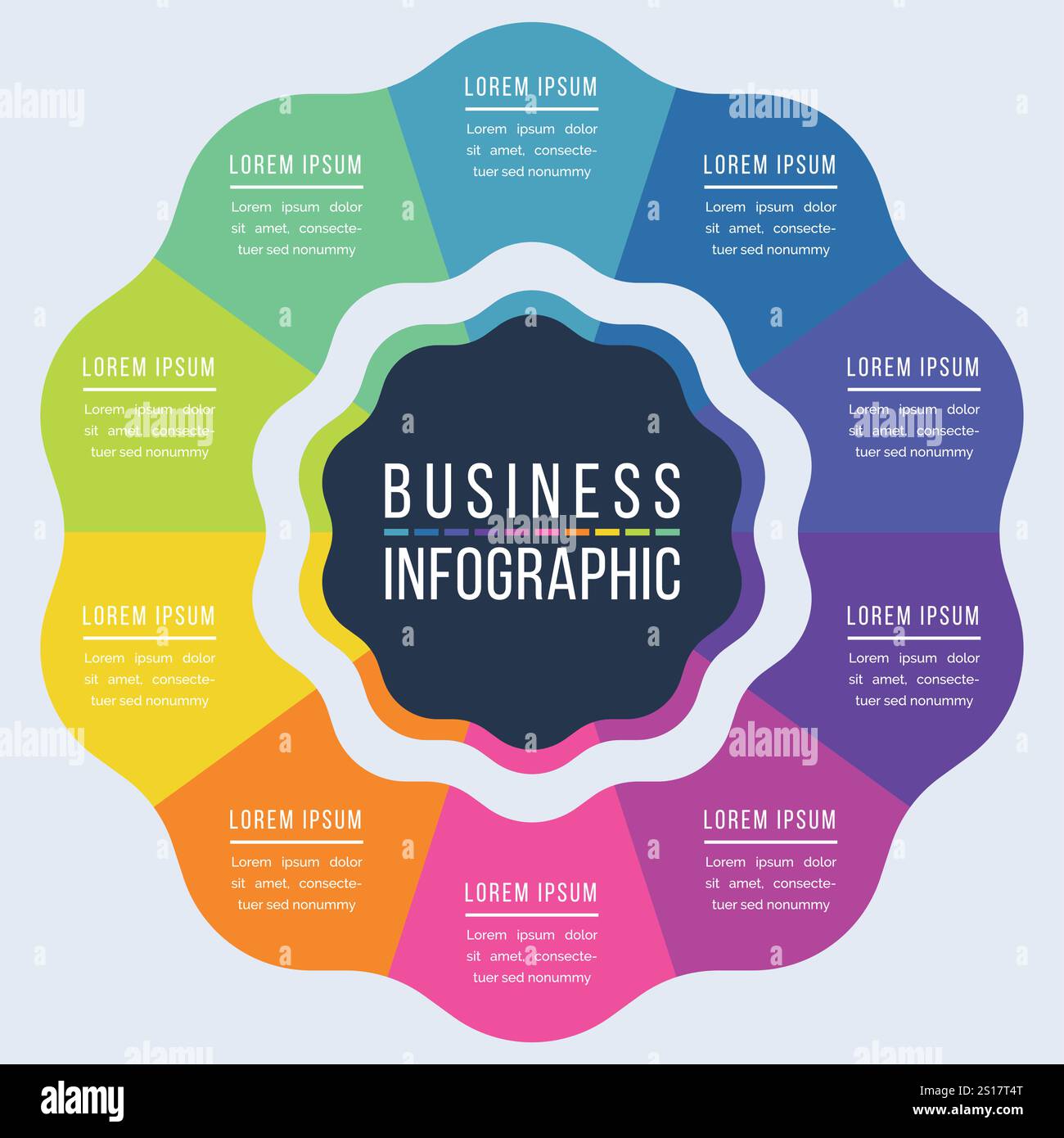 Business Infographic design 10 steps, objects, elements or options information design colorful ...