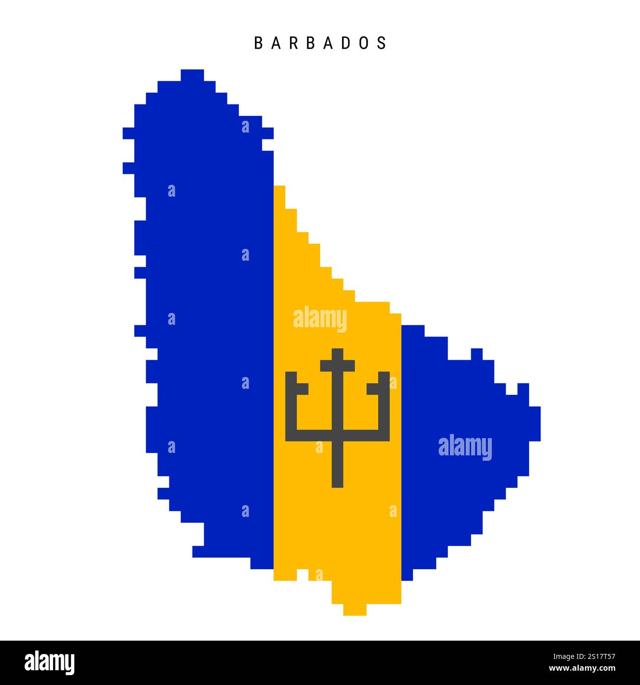 Barbados pixel flag map icon. Flat vector illustration isolated on ...