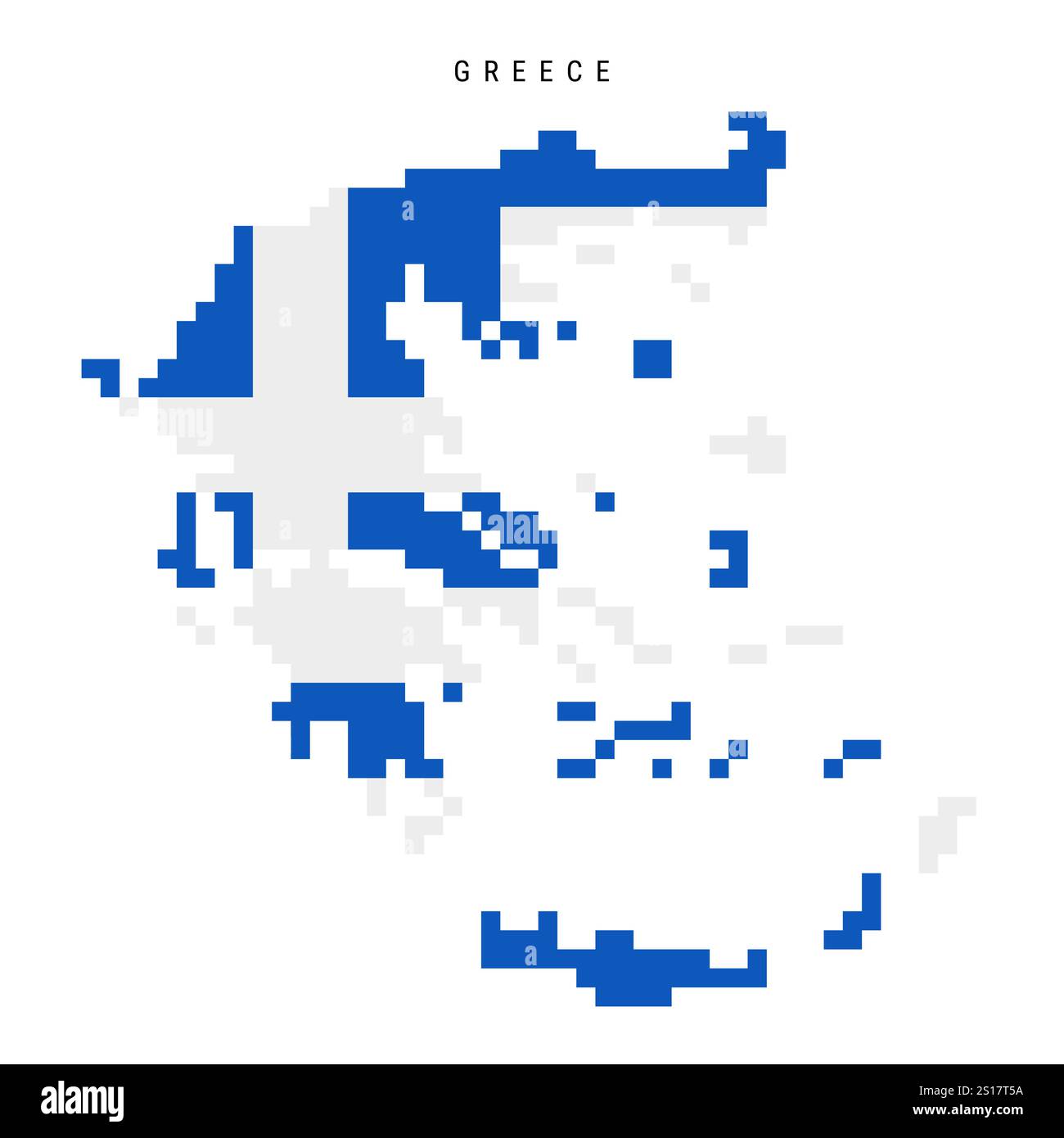 Greece pixel flag map icon. Flat vector illustration isolated on white ...