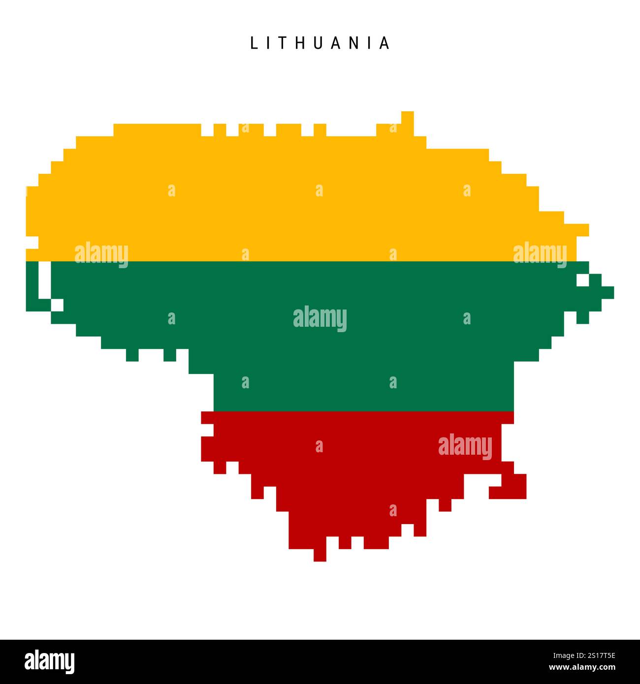 Lithuania pixel flag map icon. Flat vector illustration isolated on ...