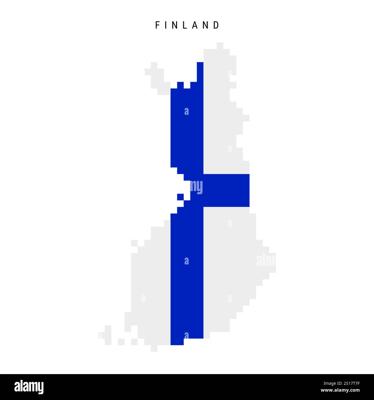 Finland pixel flag map icon. Flat vector illustration isolated on white ...