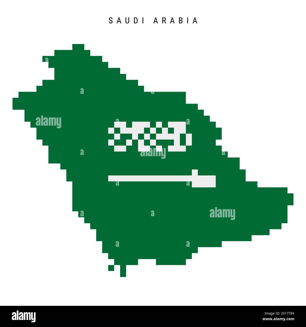 Saudi Arabia pixel flag map icon. Flat vector illustration isolated on ...
