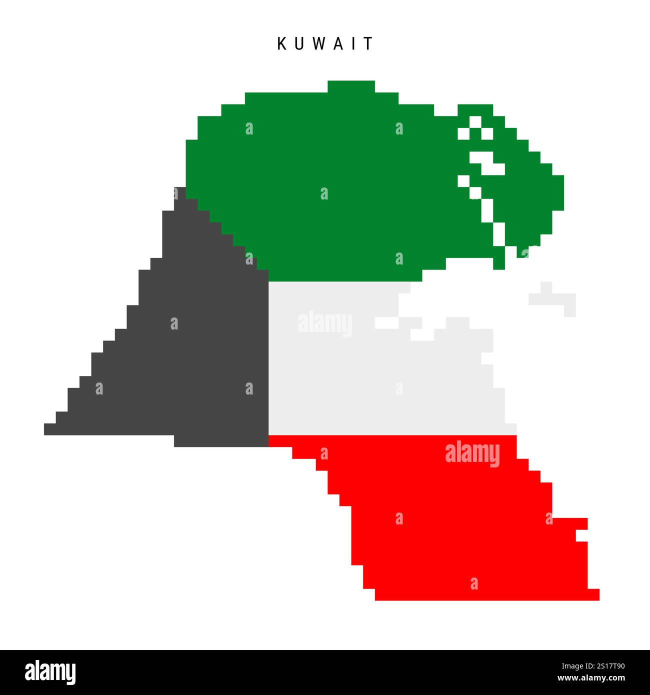 Kuwait pixel flag map icon. Flat vector illustration isolated on white ...