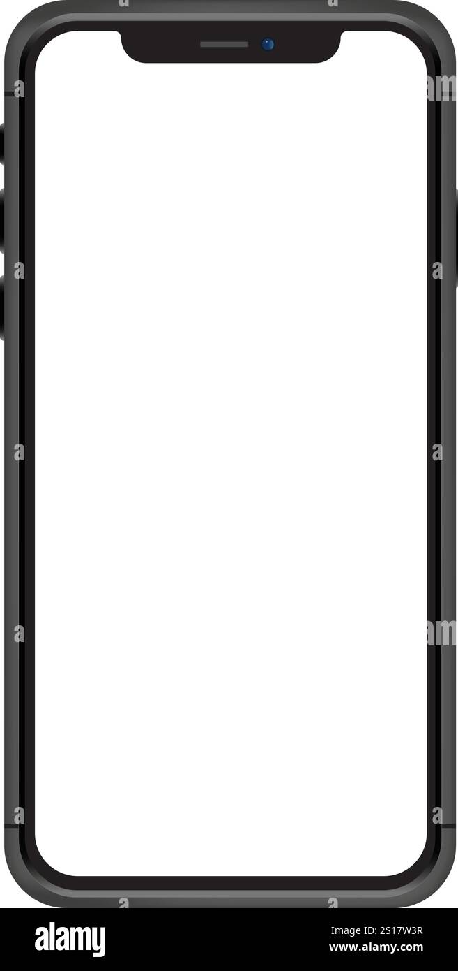 Set smartphone mockup with blank white screen in flat, line and ...