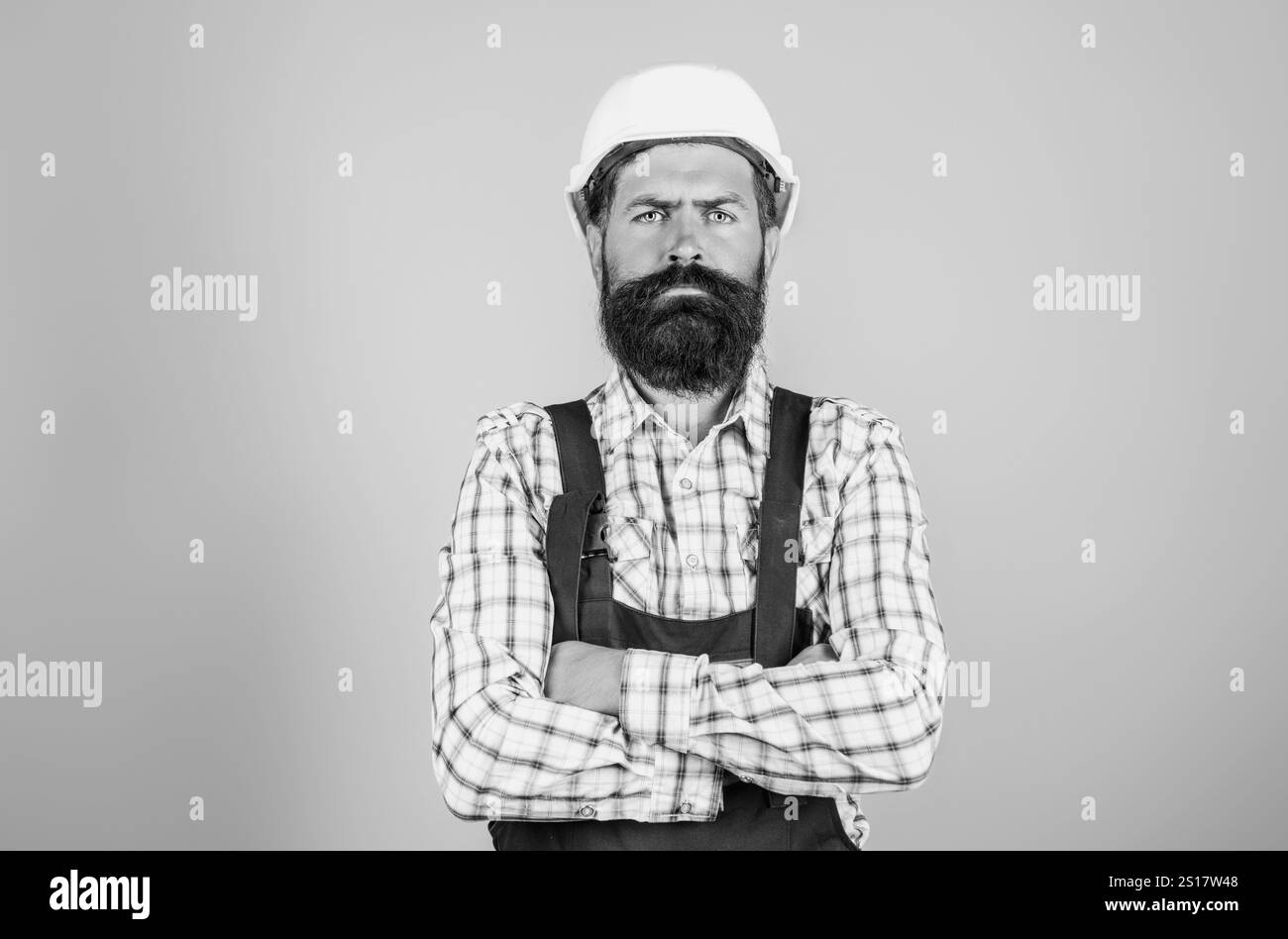 Builder in hardhat. Builder with helmet. Worker builder in helmet at ...