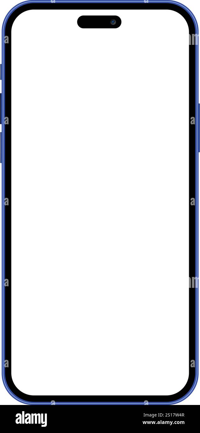Set smartphone mockup with blank white screen in flat, line and ...