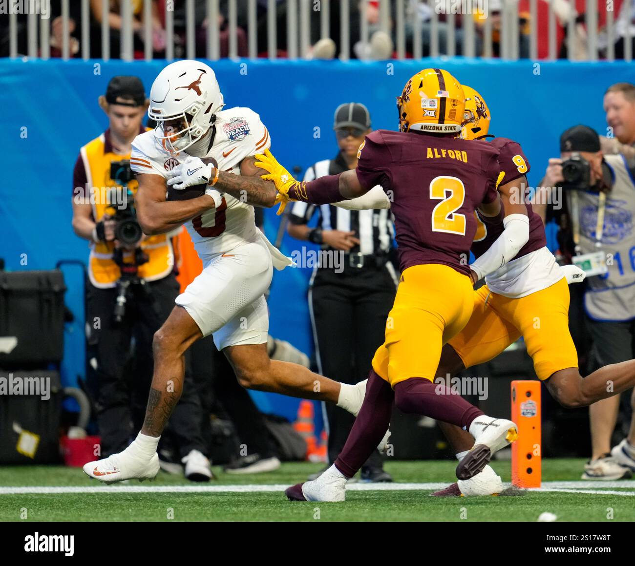 Atlanta, Georgia, USA. 1st Jan, 2025. Texas wide receiver DeAndre Moore ...