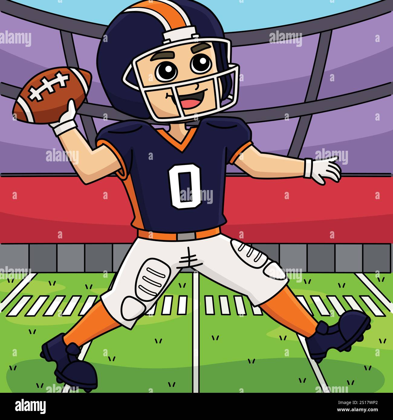 American Football Quarterback Colored Cartoon Stock Vector Image & Art ...