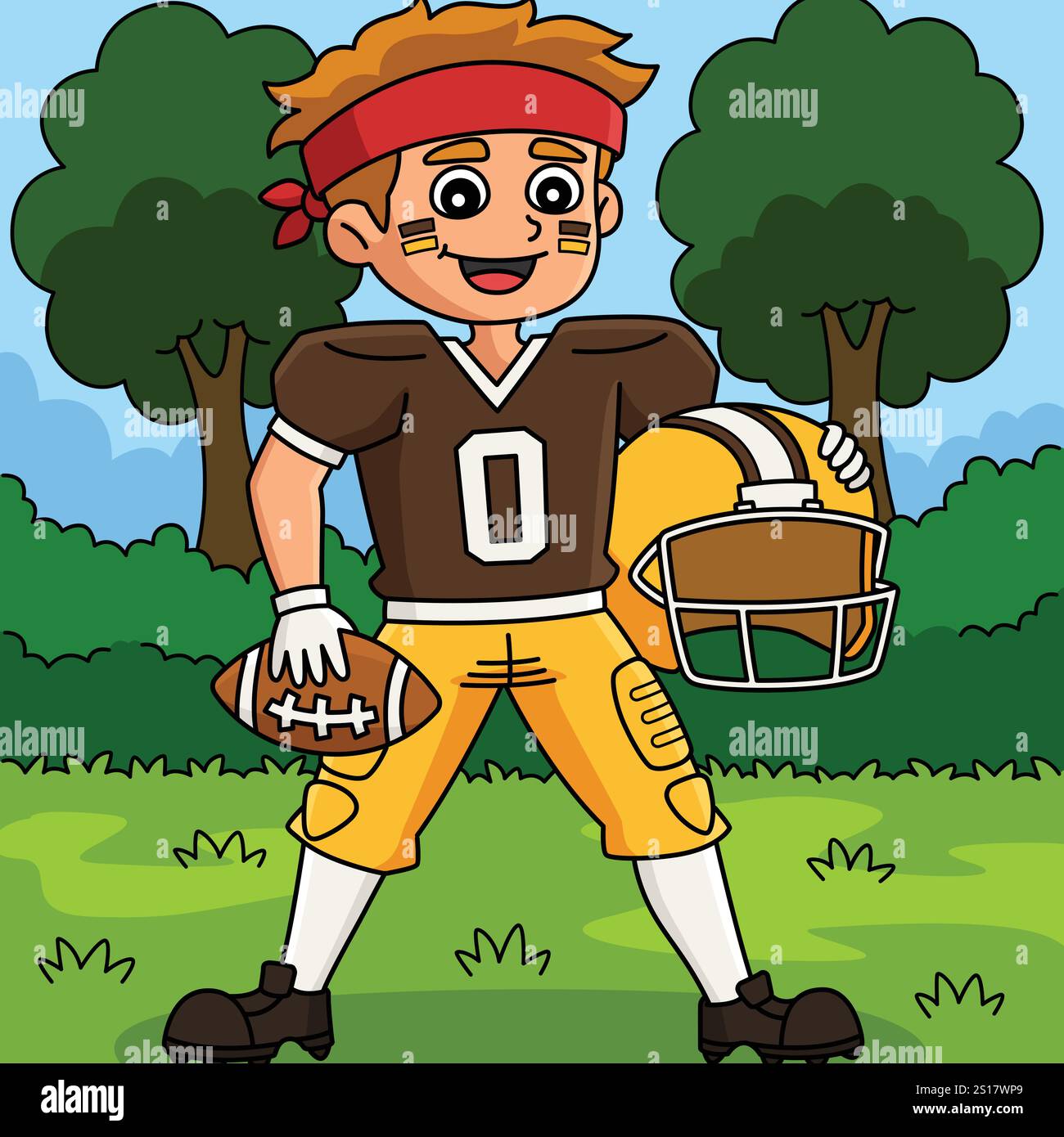 American Football Player Colored Cartoon Stock Vector Image & Art - Alamy